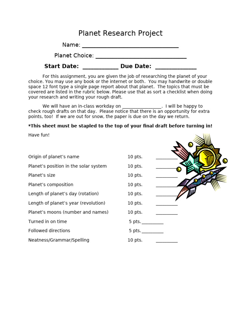 Planet Research Project | PDF