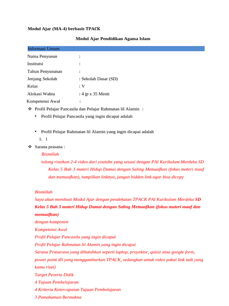 Tugas 10 - Modul Ajar TPACK | PDF