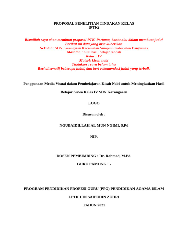 Tugas 12 - Proposal PTK | PDF