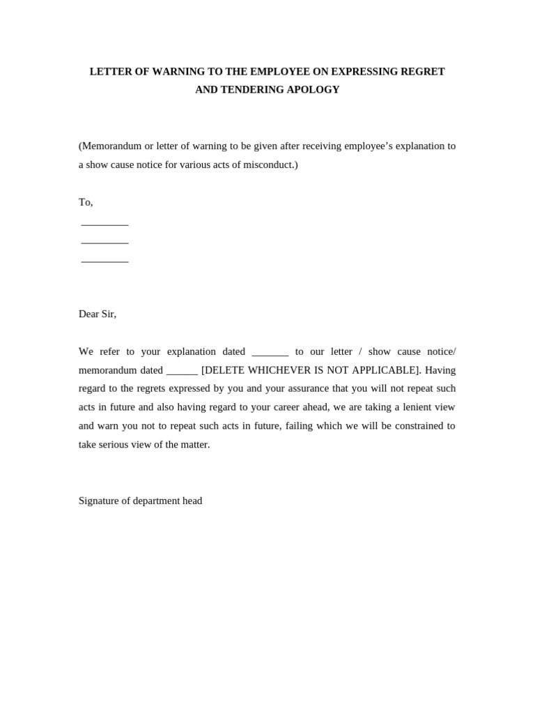 Letter of Warning | PDF