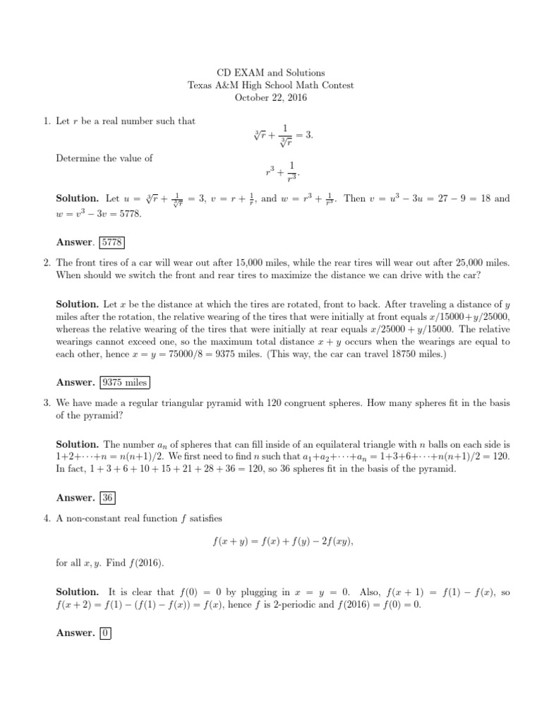 cdExamSolutions | PDF | Square Root | Mathematics