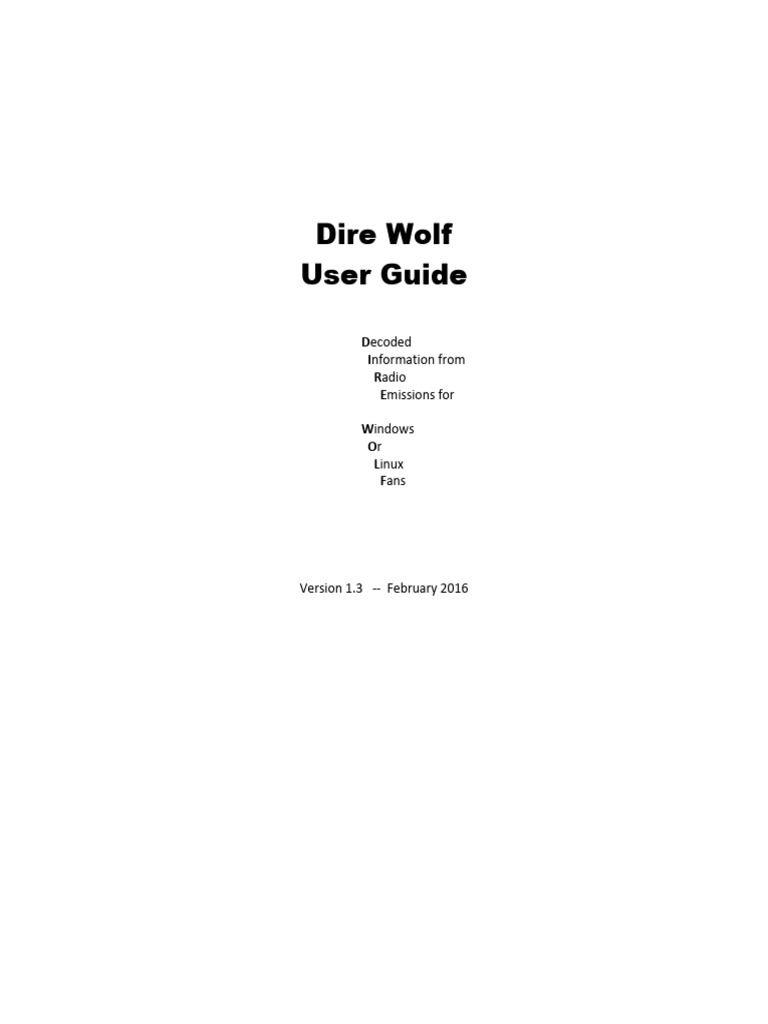 Direwolf User Guide | PDF | Port (Computer Networking) | Microsoft Windows