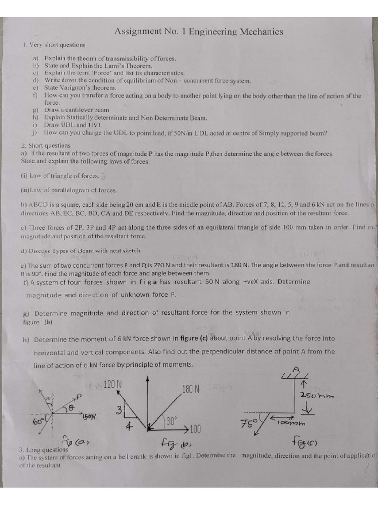 Engg - Mech.Assignment 1pdf | PDF