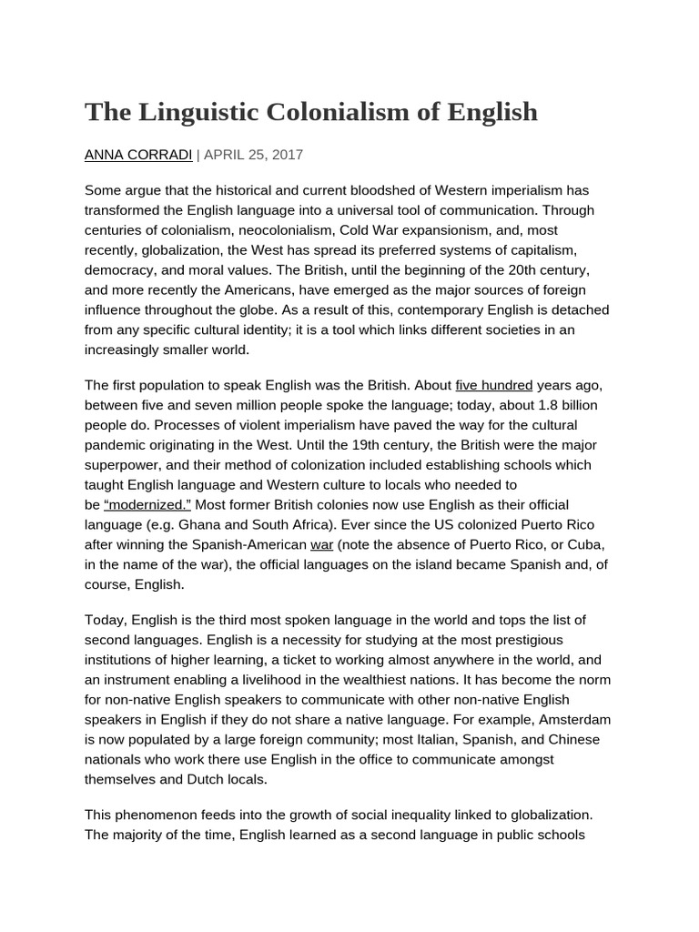 English's Global Impact: Linguistic Colonialism | PDF | English ...