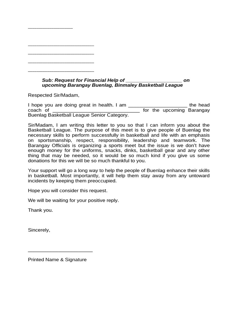 Basketball Solicitation Letter 2023 | PDF