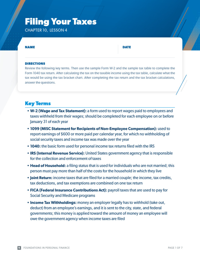 Act-Ch10-L04-Personal Finance | PDF | Taxation In The United States ...