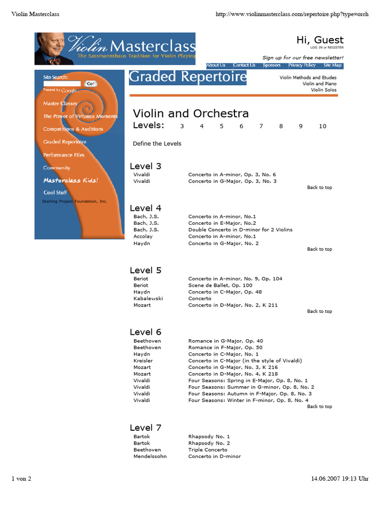 Violin Masterclass_Violin&Orchestra | PDF | Concerto | Compositions For ...