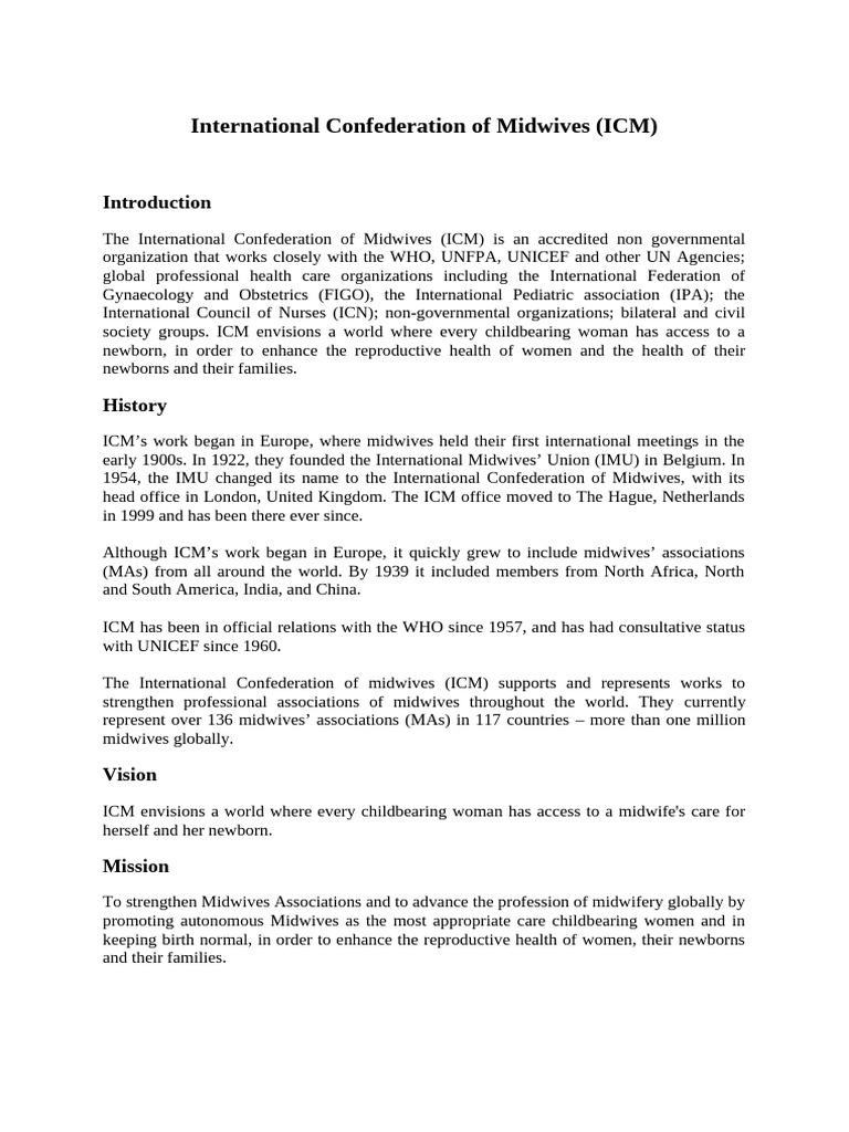 International Confederation of Midwives (ICM) | PDF | Midwife | Midwifery