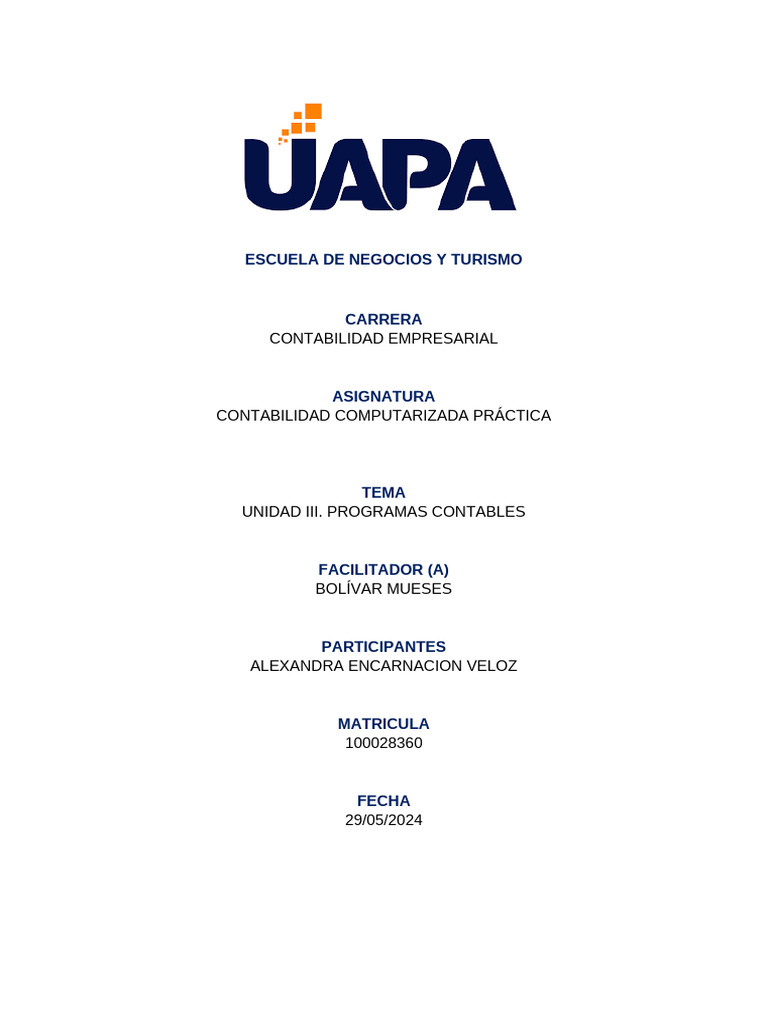 TAREA III. Contabilidad Computarizada Práctica | PDF | Libros rápidos | Contabilidad