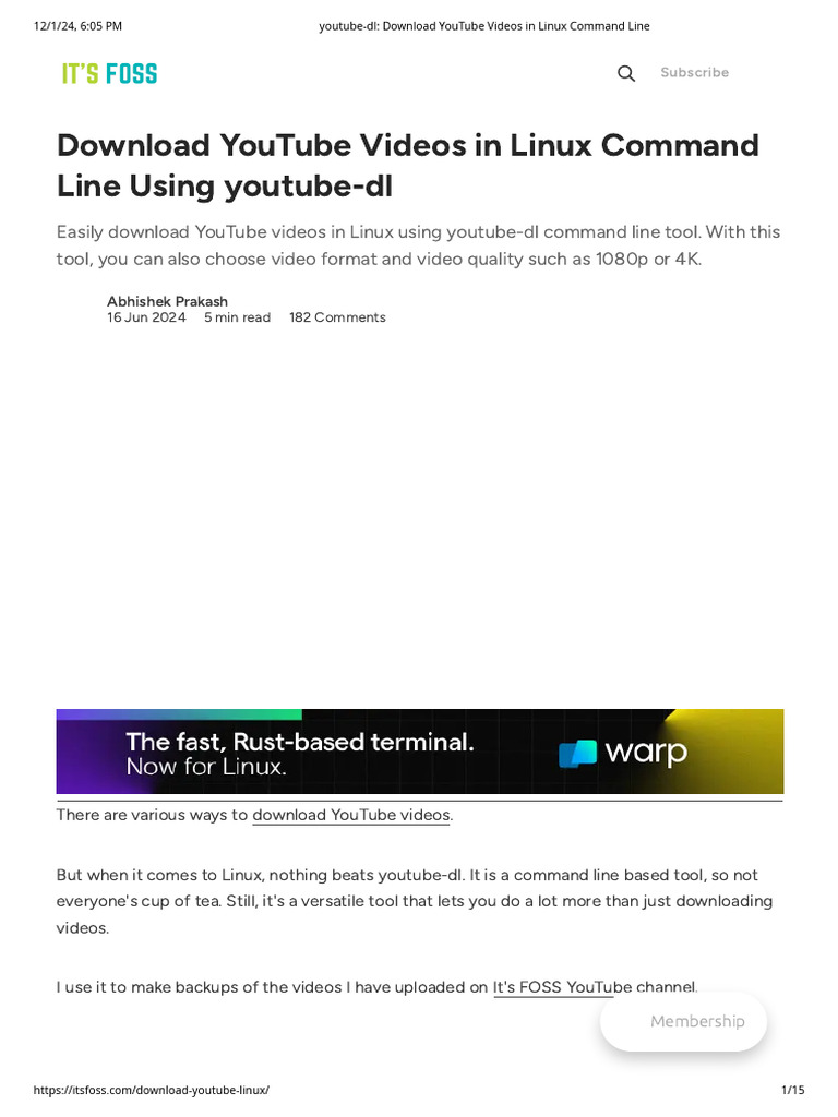 Youtube-Dl - Download YouTube Videos in Linux Command Line | PDF | You Tube | Linux Distribution