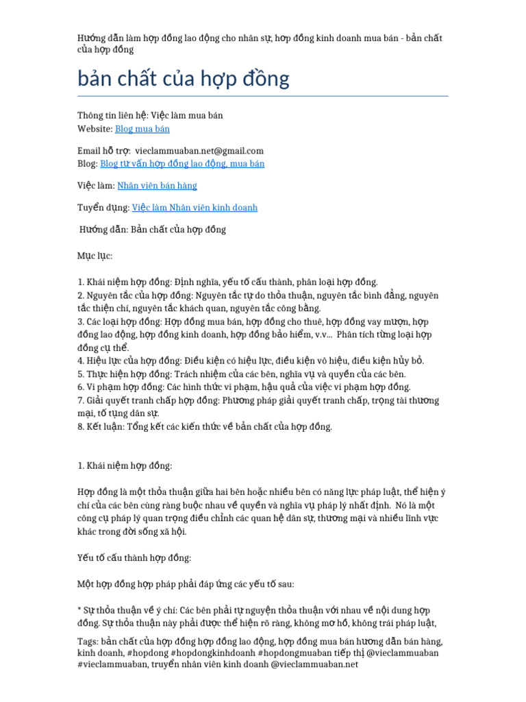 Ban Chat Cua Hop Dong | PDF