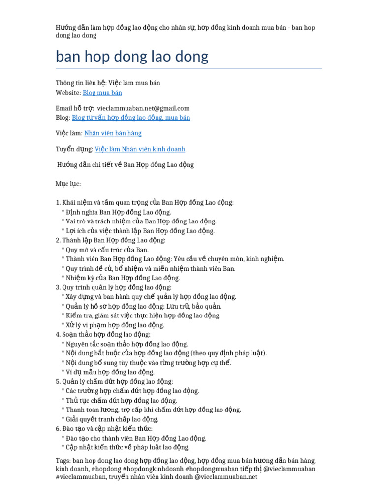 Ban Hop Dong Lao Dong | PDF