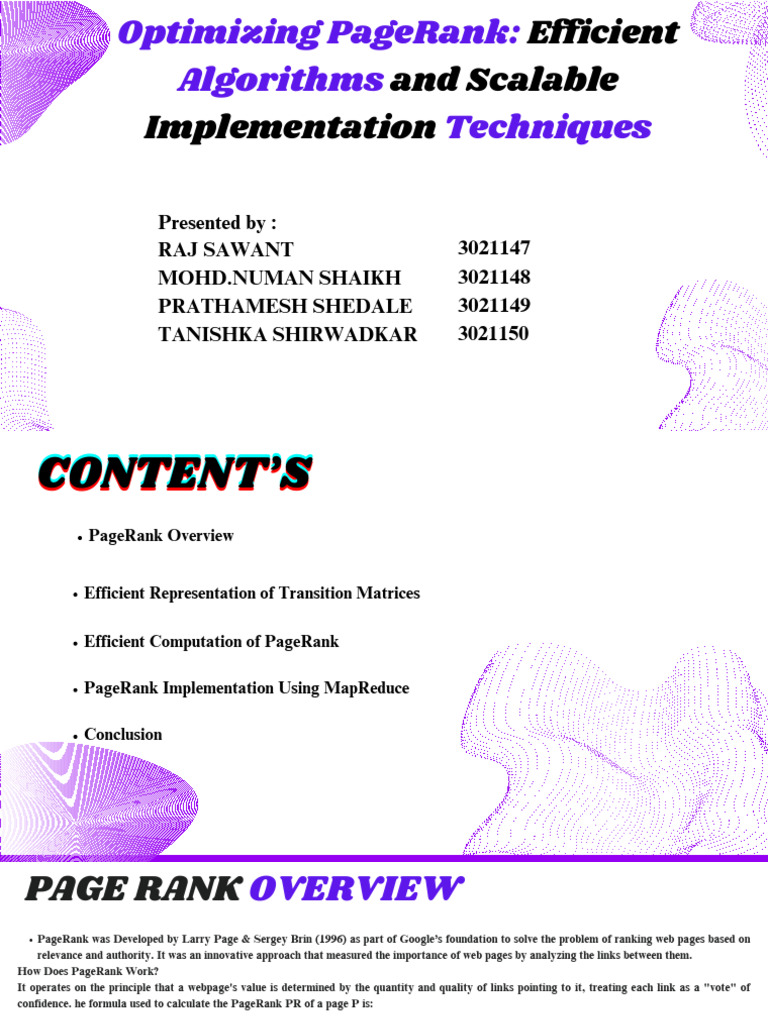 GRP 11 - Page Rank Algorithms | PDF | Map Reduce | Matrix (Mathematics)