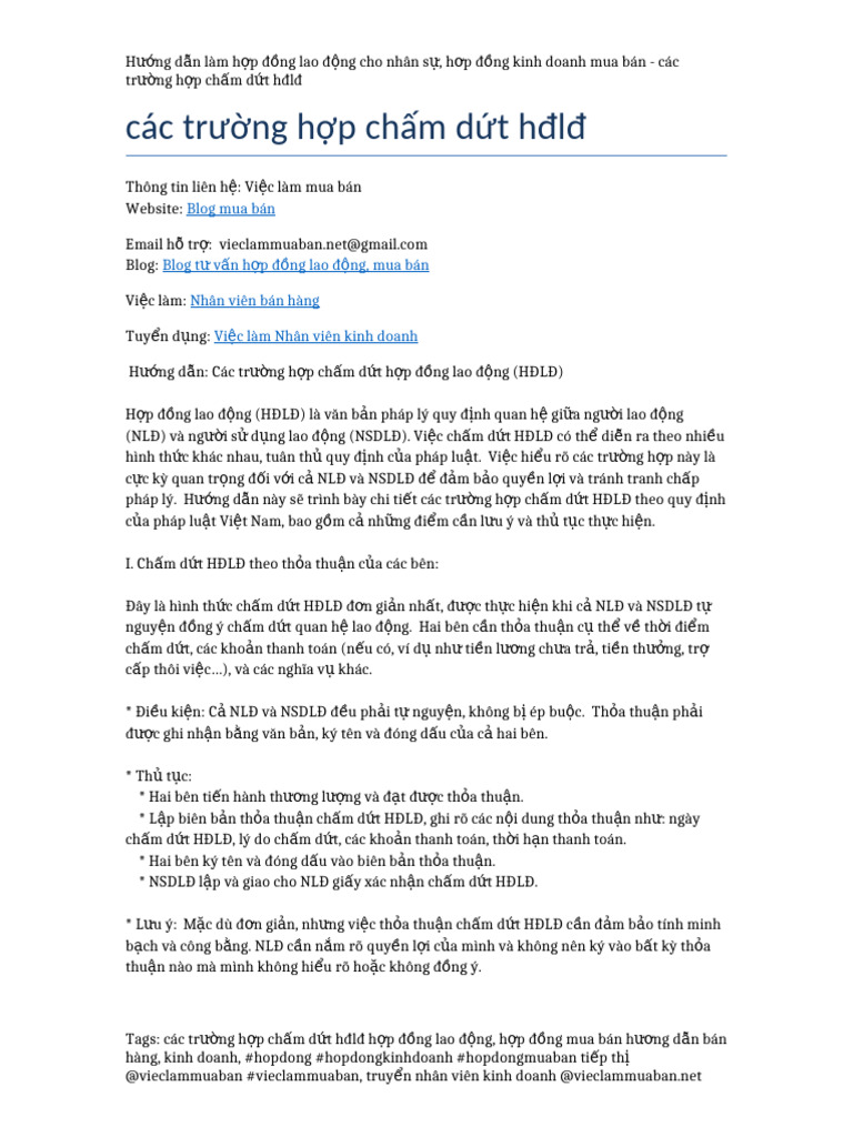 Cac Truong Hop Cham Dut HDLD | PDF