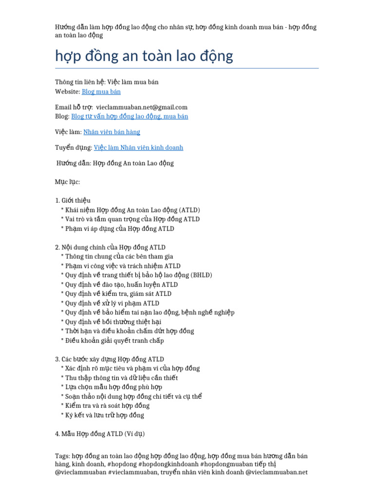 Hop Dong an Toan Lao Dong | PDF