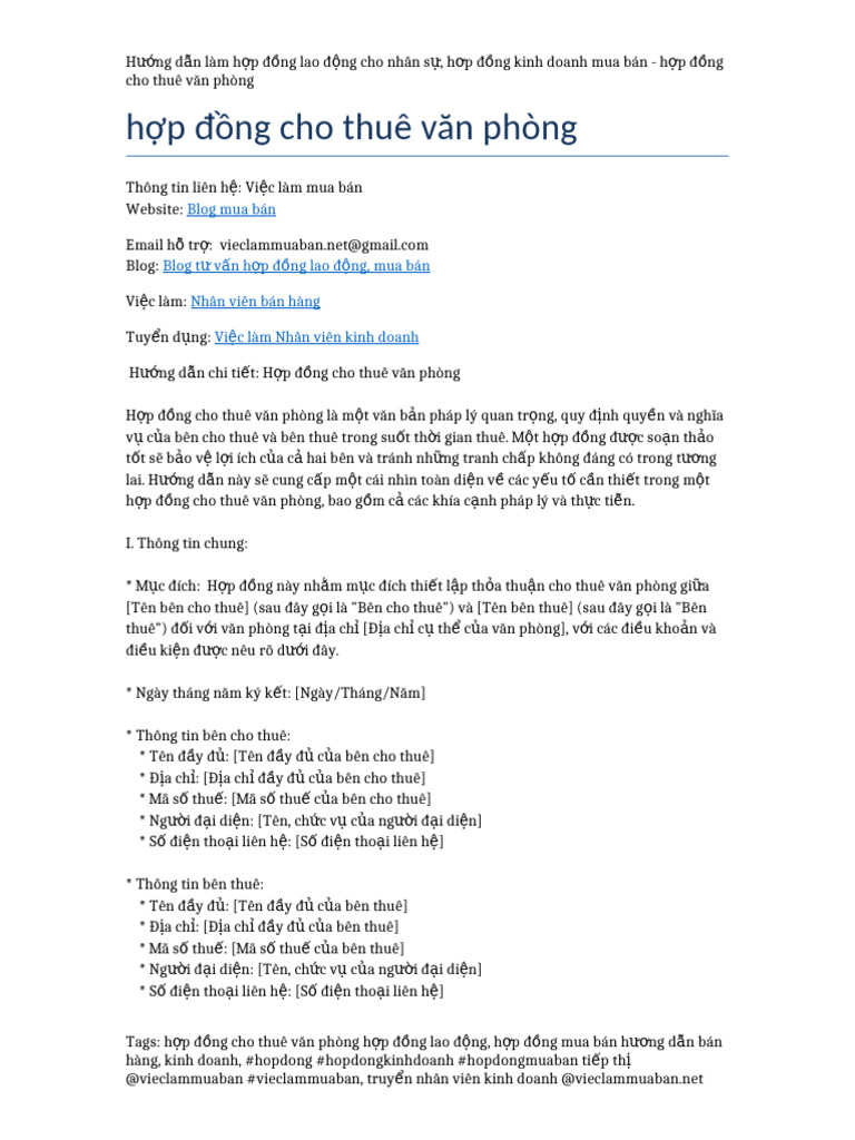 Hop Dong Cho Thue Van Phong | PDF