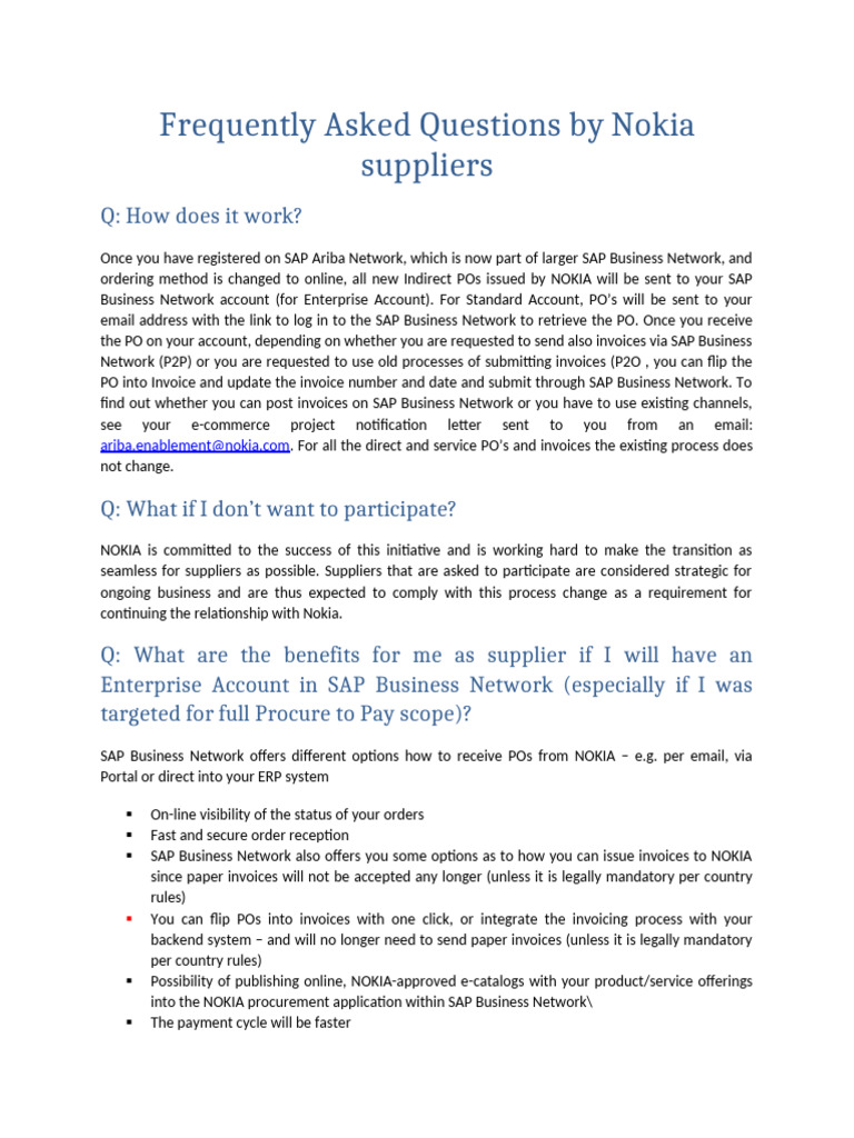Nokia Frequently Asked Questions | PDF | Invoice | Electronic Data ...