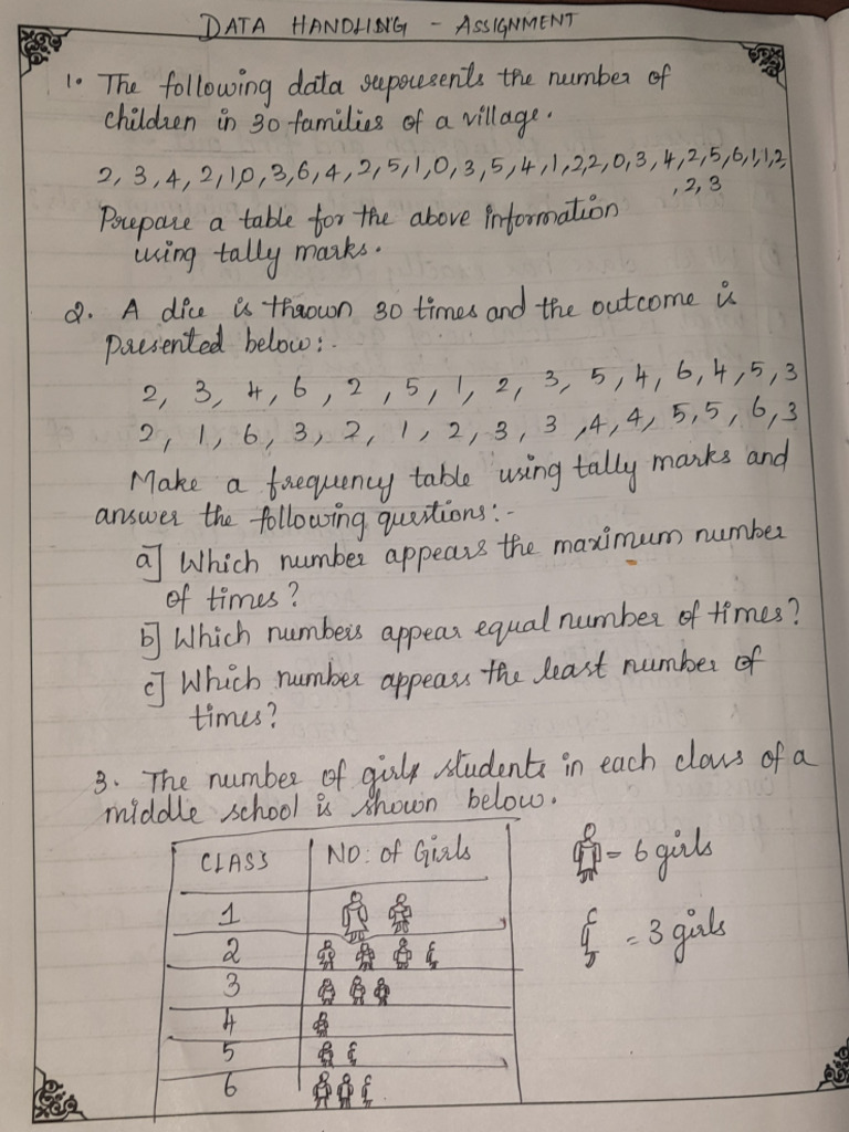 6th Data Handling Assignments | PDF