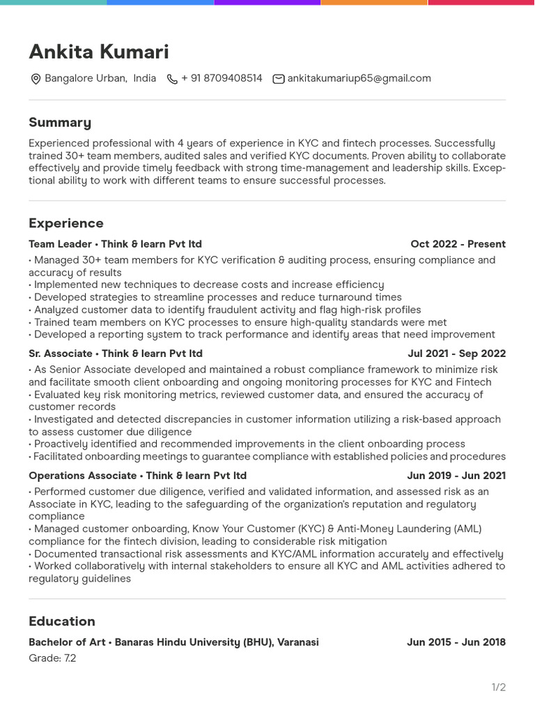 Ankita .Resume | PDF | Regulatory Compliance | Business