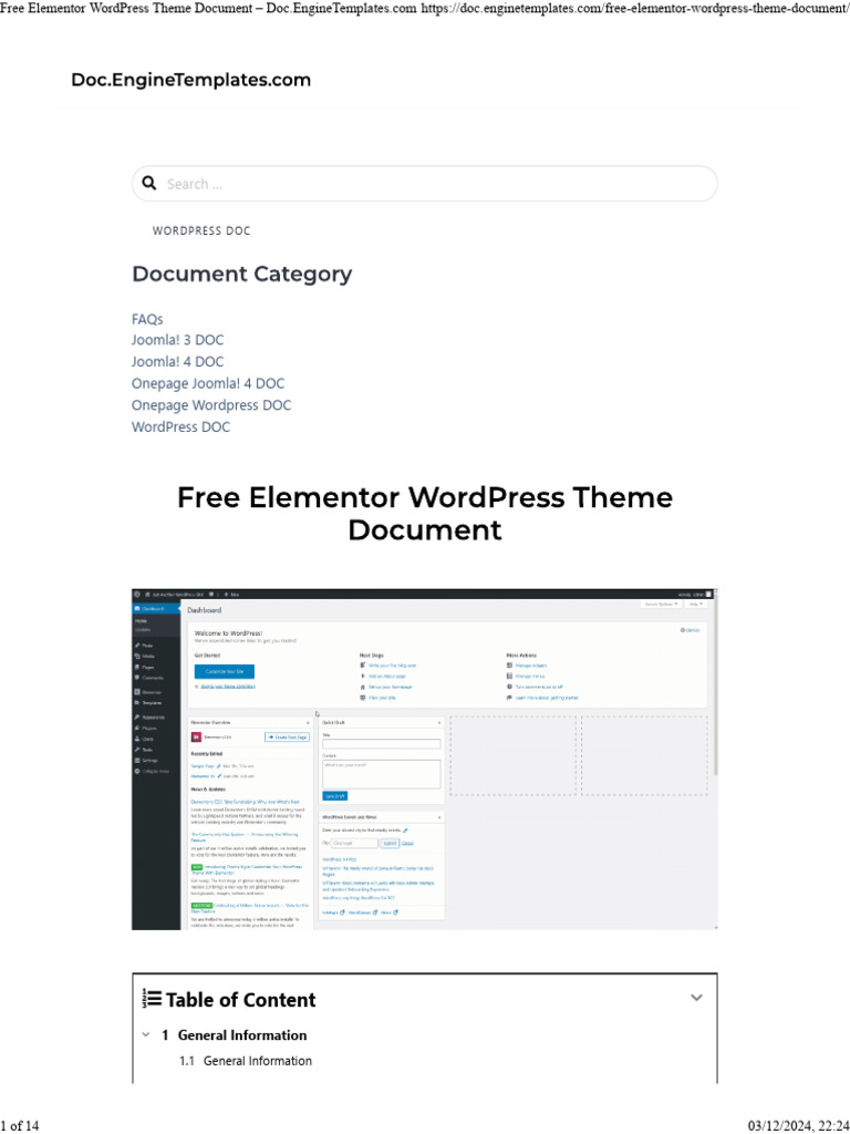 Free Elementor WordPress Theme Guide | PDF | Word Press | Menu (Computing)