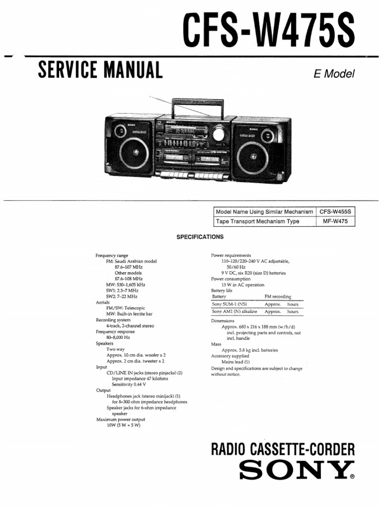 Sony Cfs-w475s Full | PDF
