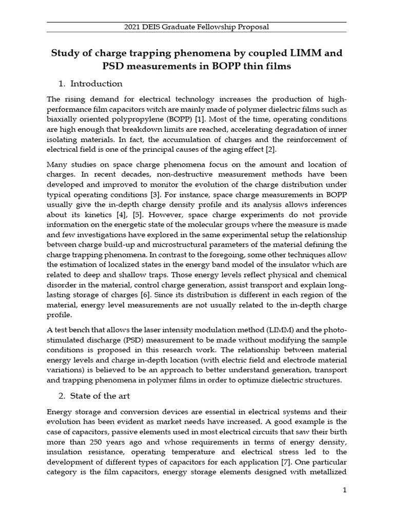 Graduate Fellowship Proposal | PDF | Capacitor | Insulator (Electricity)