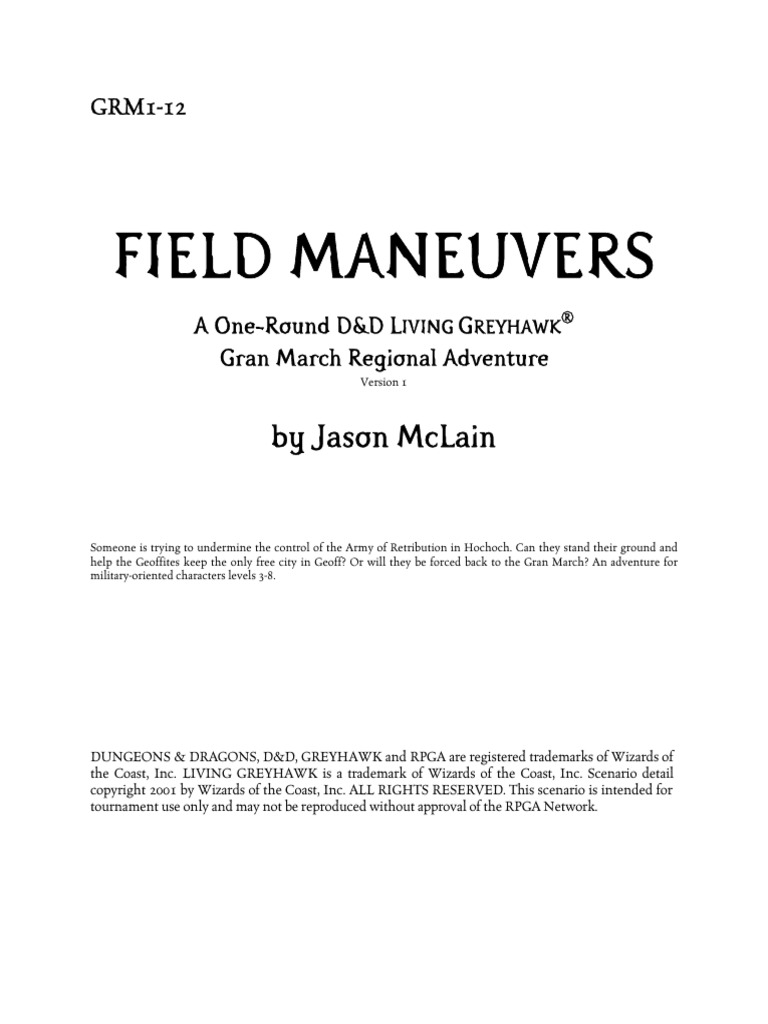 GRM1-12 Field Maneuvers (3E) | PDF