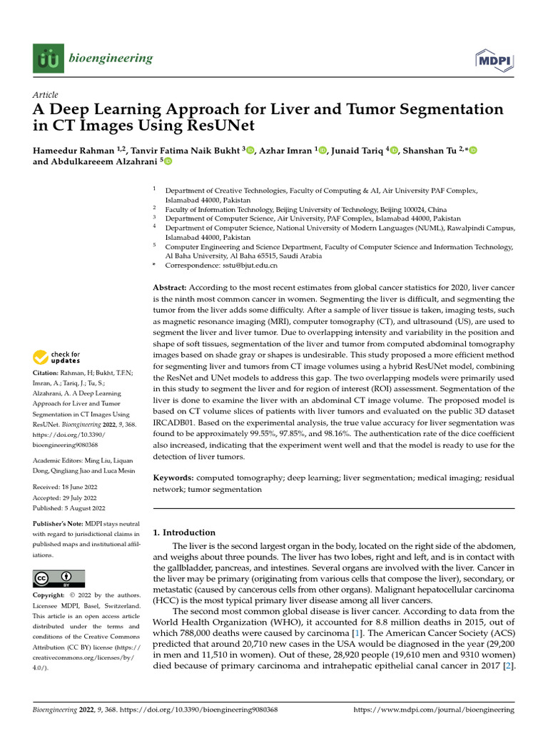 A Deep Learning Approach For Liver and Tumor Segme | PDF | Image ...