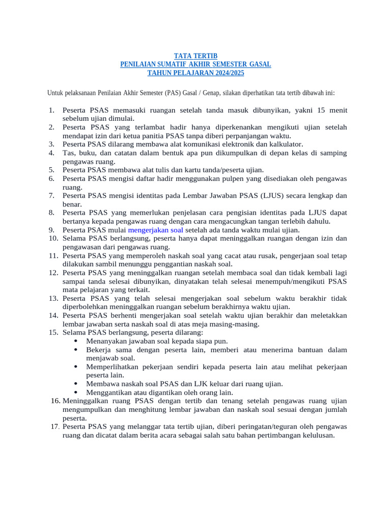 Tata Tertib PSAS 2024 | PDF