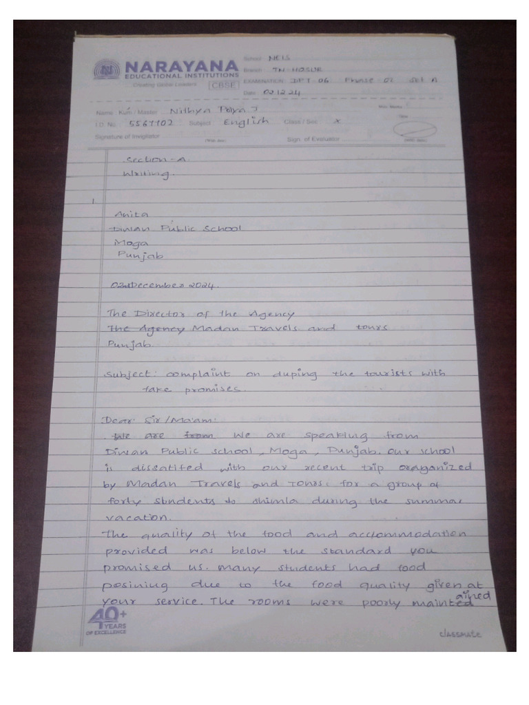 English Answer Sheet | PDF