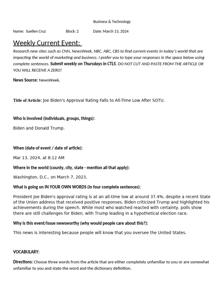 BT Current - Events - Assignment | PDF | Joe Biden | Donald Trump