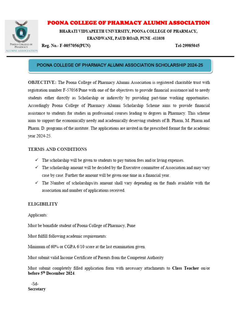 Alumni Association Scholarship Scheme 24-25 | PDF