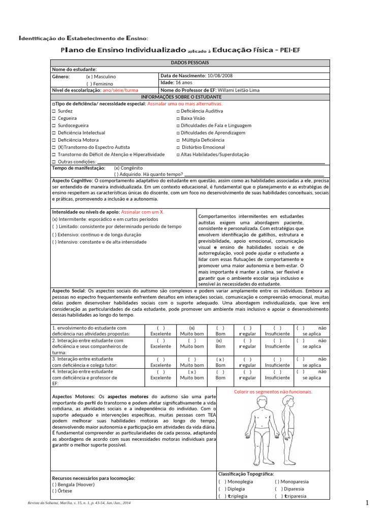 PEI D08 Atividade05 WillamiLeitaoLima | PDF | Espectro do autismo | Aprendizado