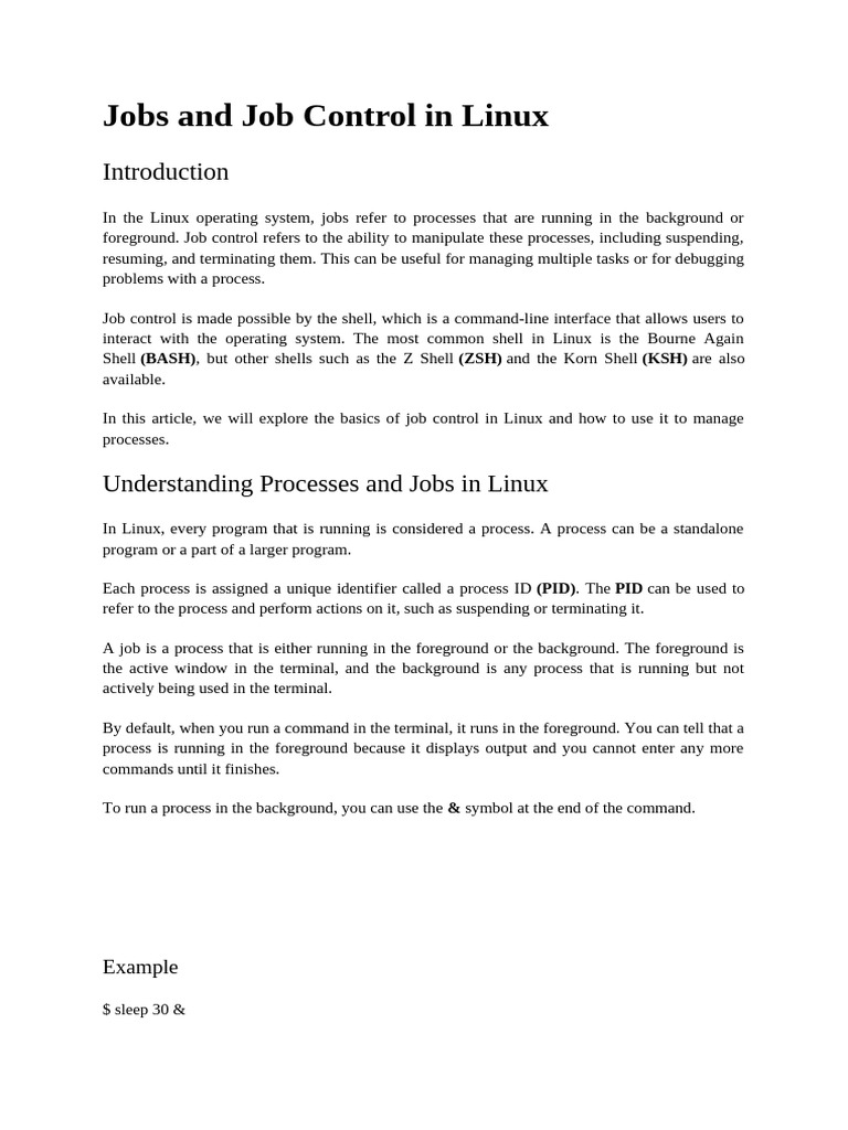 Linux Job Control and Process Management | PDF | Computer Programming ...