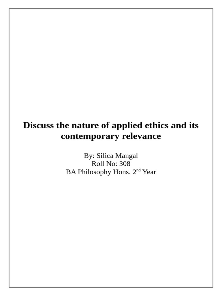 Understanding Applied Ethics Today | PDF | Morality | Thought