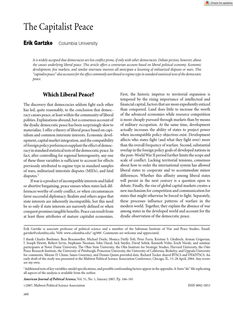 Gartzke | PDF | Political Science