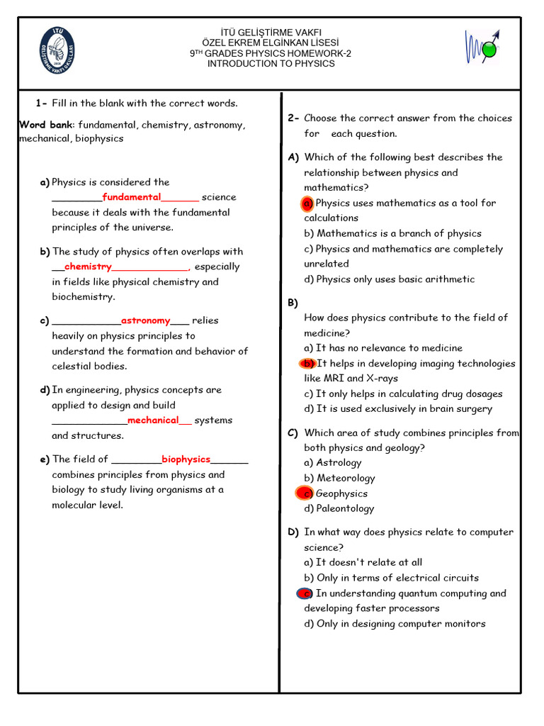 9TH GRADE PHYSICS HW-2-SOLUTION (1) | PDF | Physics | Touchscreen