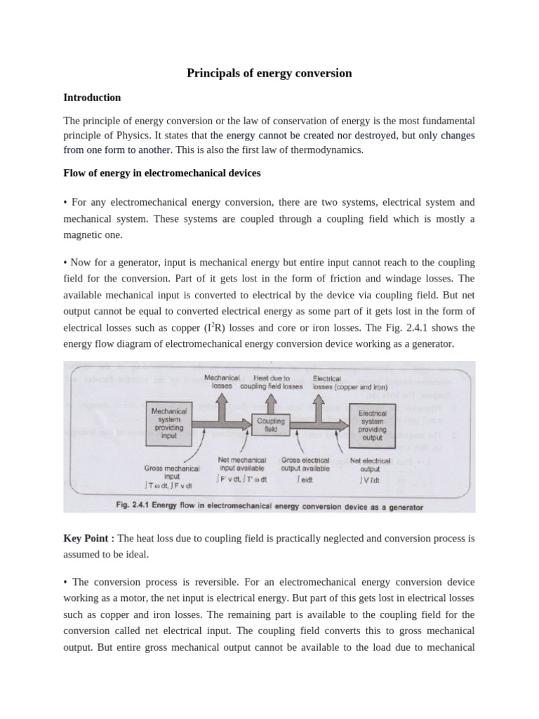 Energy Conversion in Electromechanical Devices | PDF