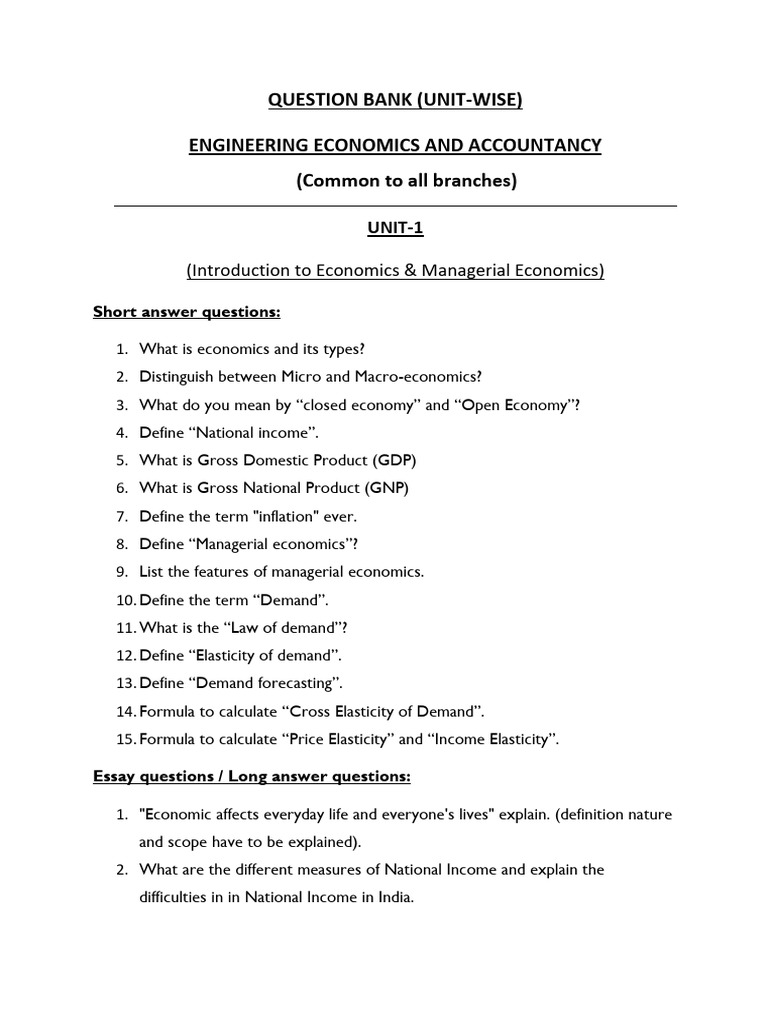 Question Bank-Unit Wise | PDF | Bookkeeping | Demand