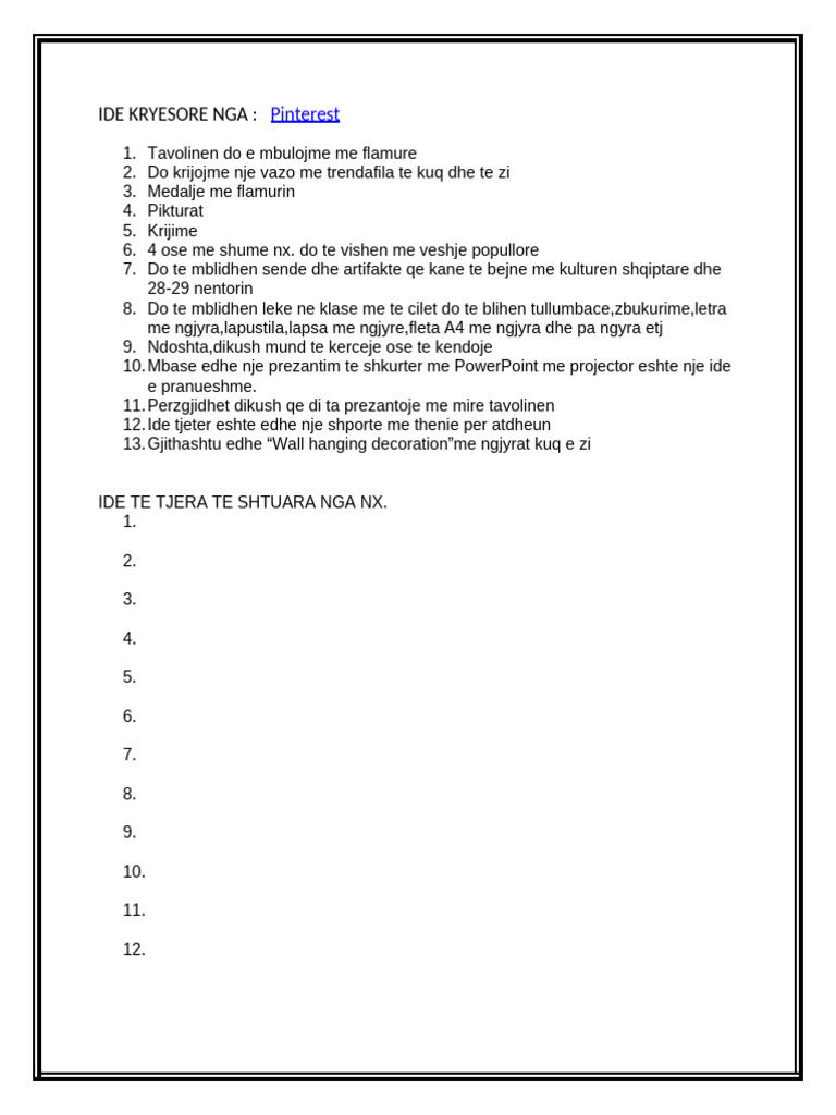 Aktiviteti I 28-29 Nentorit Dhe Plan Projekti (Ose Model Plani) Ne Anglisht | PDF