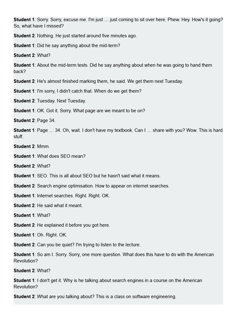 Transcription - Arriving Late To Class | PDF
