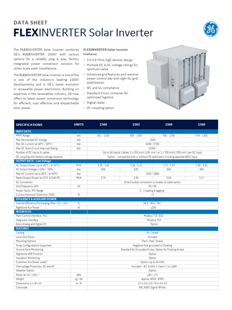 Flexinverter Solar Inverter Datasheet en x88009 202112 LTR r002 | PDF ...