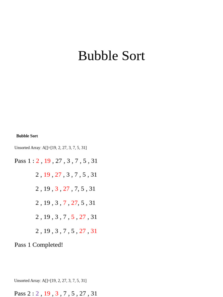 Bubble Sort | PDF