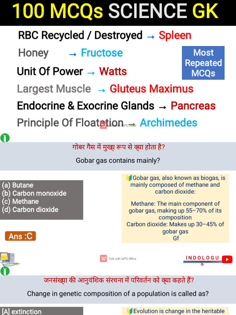 Science top 100 mcqs (1) | PDF | Force