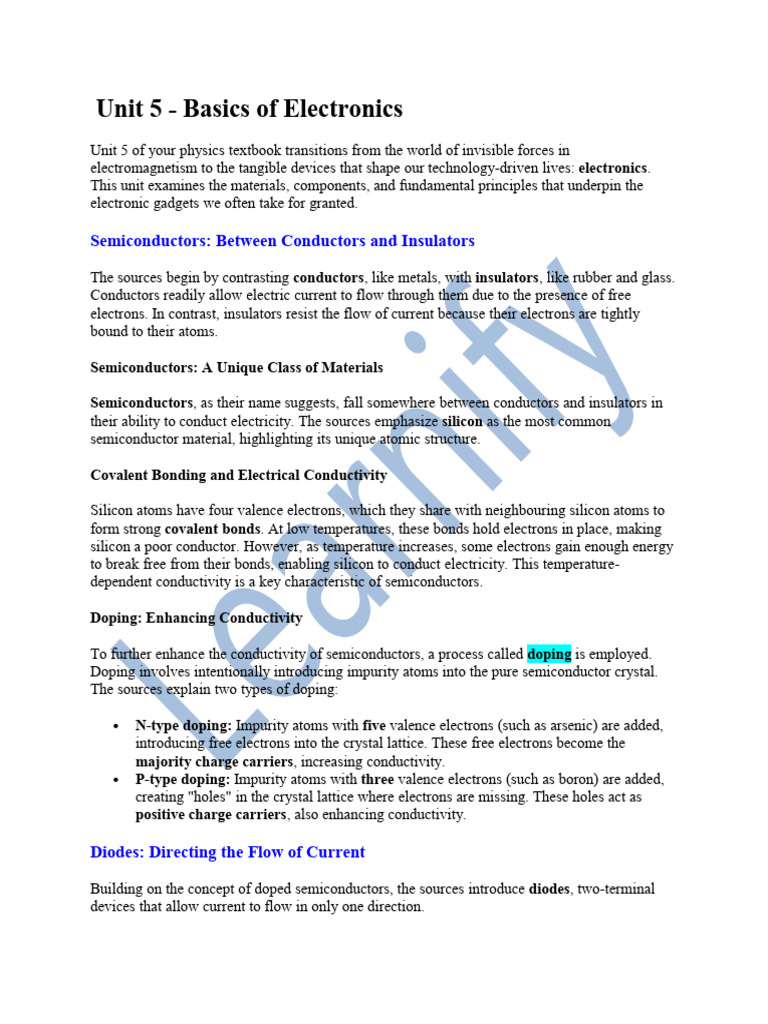Grade 12 Physics Unit 5 | PDF | P–N Junction | Bipolar Junction Transistor