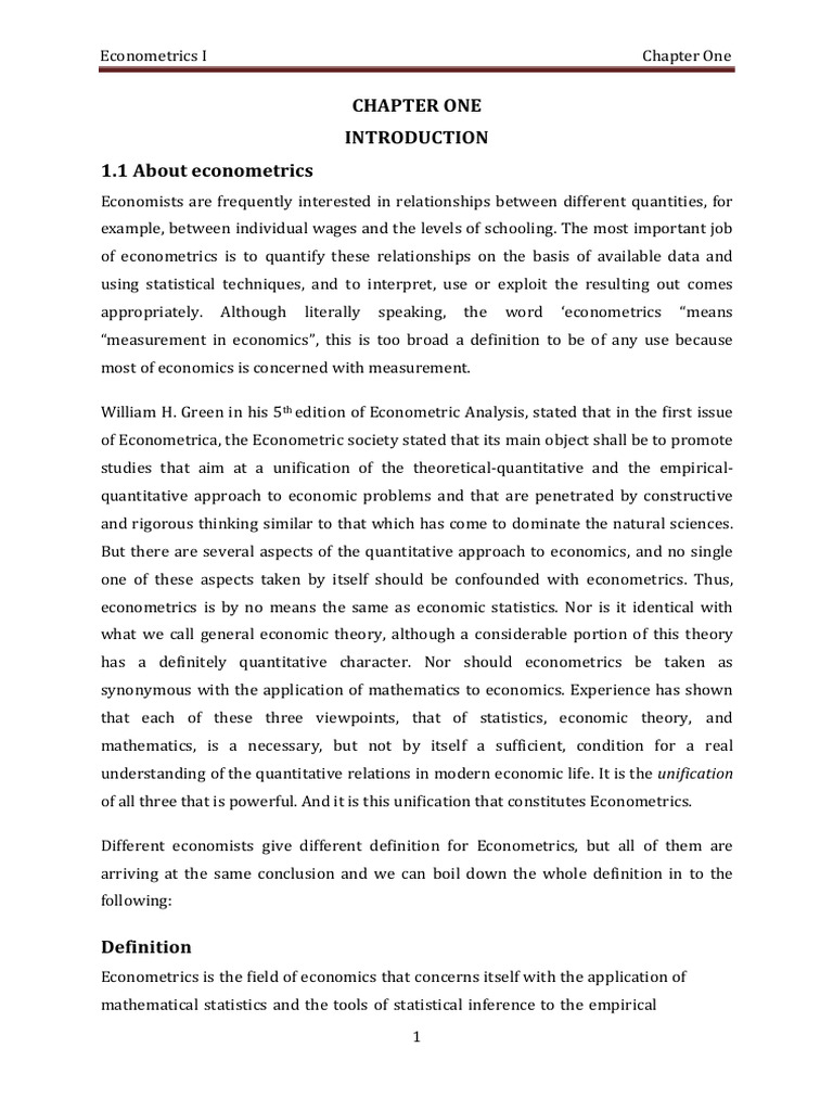 Chapter One finance(1) | PDF | Econometrics | Economics