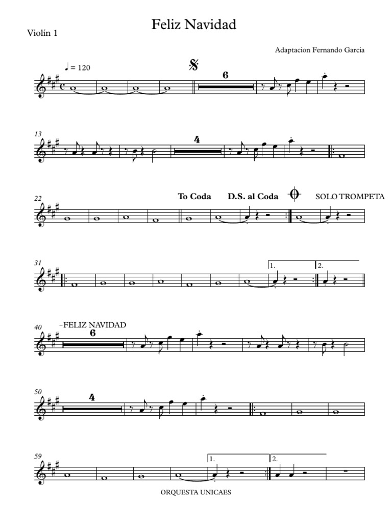 Feliz Navidad Violin 1 | PDF