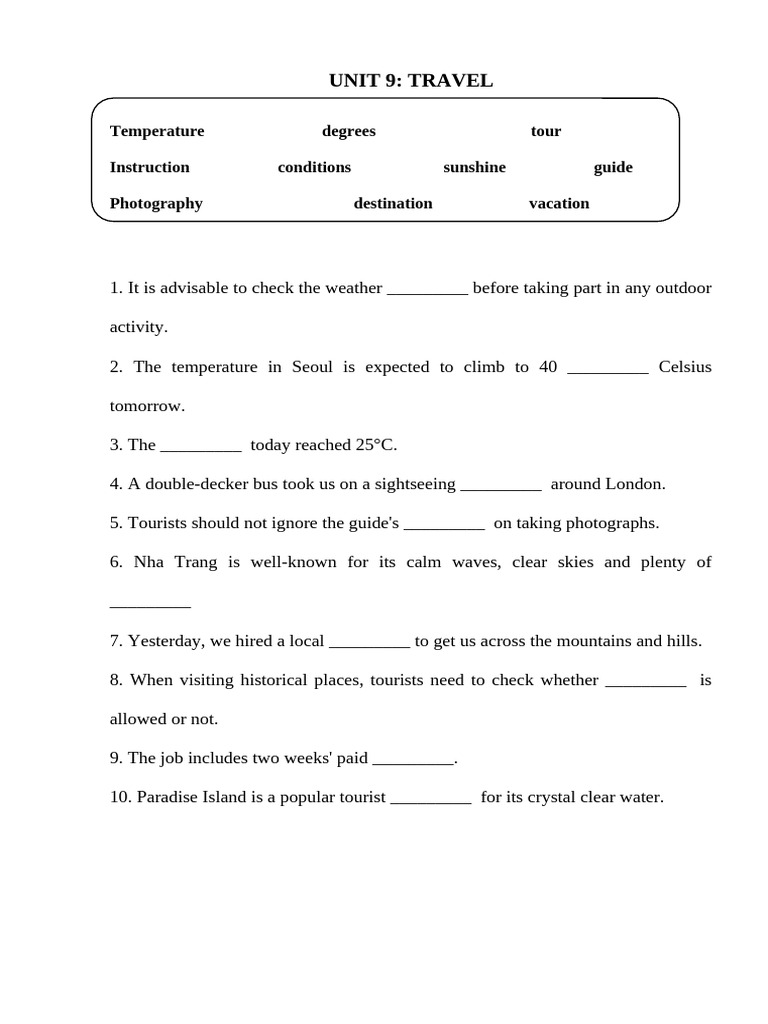 Travel Vocabulary and Activities Guide | PDF