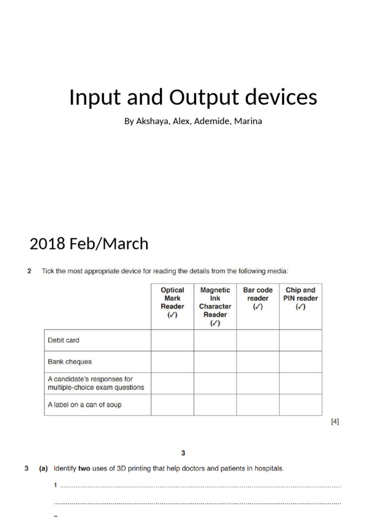 Input and Output devices (1) | PDF