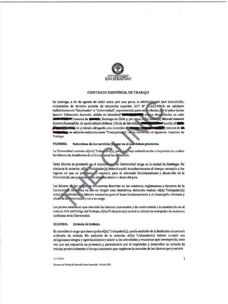 Contrato Individual Trabajo | PDF